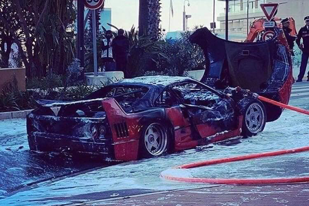 Vídeo: un Ferrari F40 arde en las calles de Mónaco - Periodismo del Motor