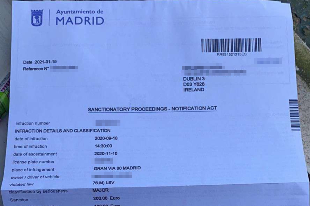 Las multas del Ayuntamiento de Madrid ya llegan a Europa - Periodismo ...